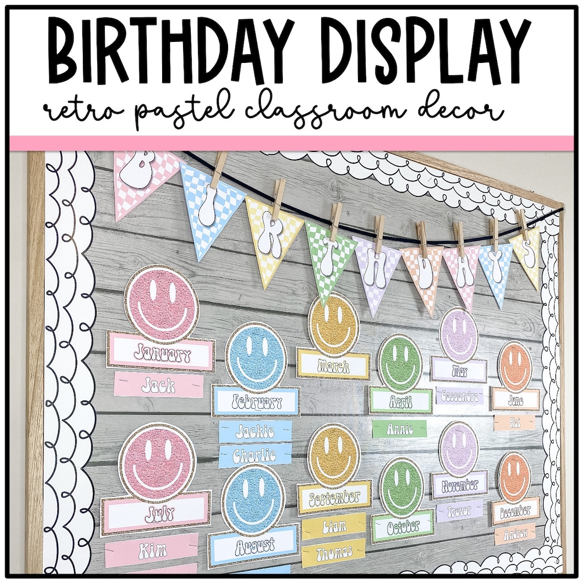 Retro Pastel Birthday Display | Happy Classroom Decor - Etsy