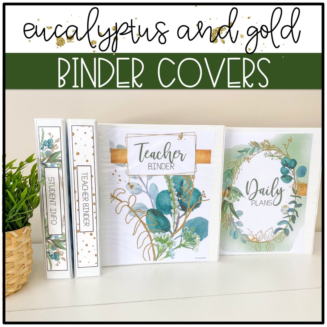 Eucalyptus and Gold Binder Covers | Editable | Botanical Classroom ...