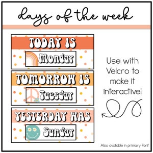 Boho Retro Calendar | Pocket Chart | Daisy Classroom Decor - Etsy