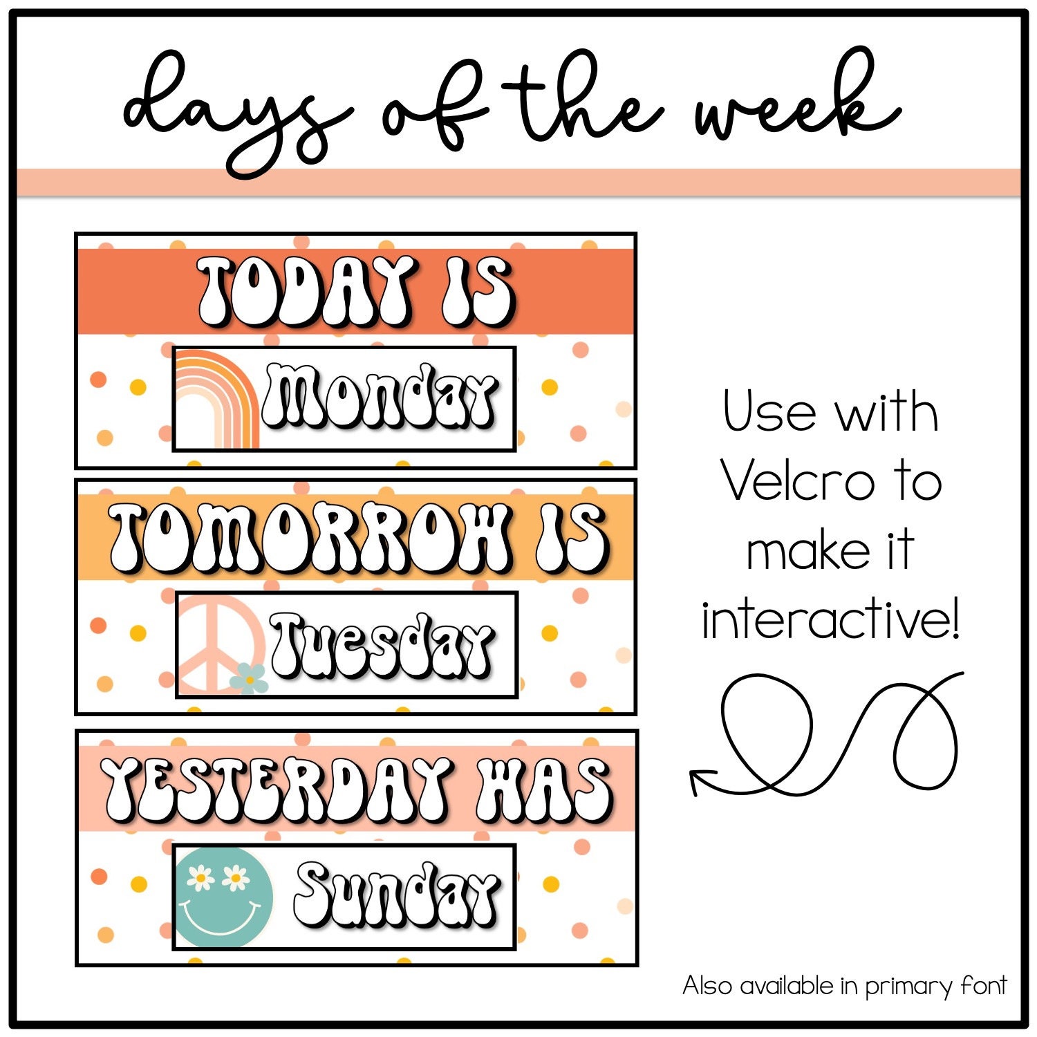 Boho Retro Calendar Pocket Chart Daisy Classroom Decor - Etsy