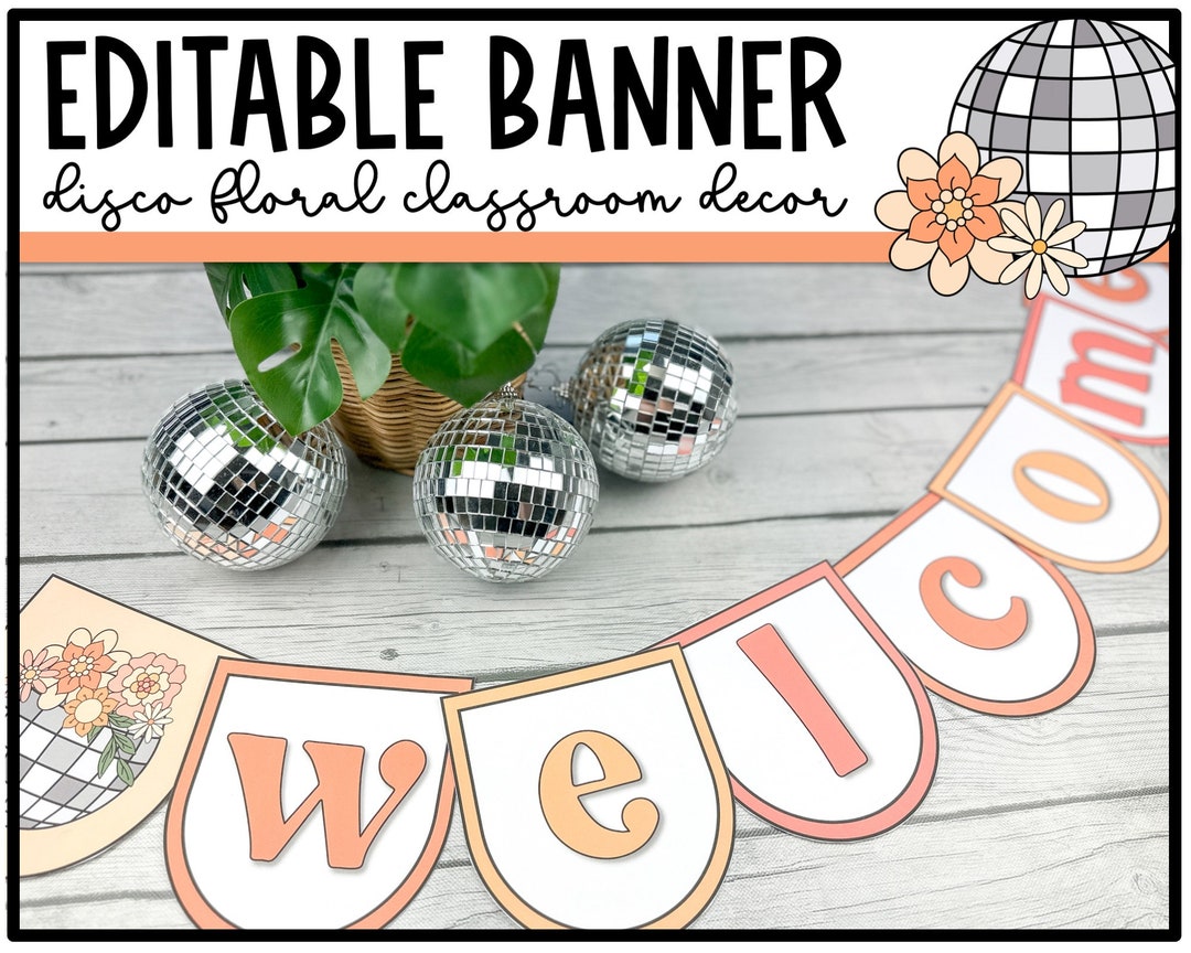 Disco Flora Banner Bunting Bulletin Board Retro Groovy - Etsy