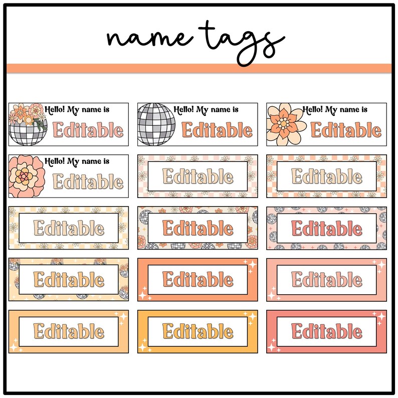 Disco Floral Classroom Labels, Editable, Retro Classroom Decor - Etsy