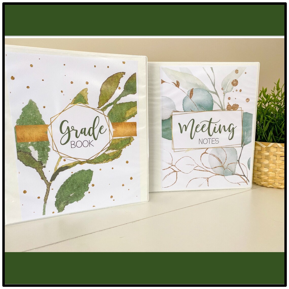 Eucalyptus and Gold Binder Covers Editable Botanical - Etsy UK