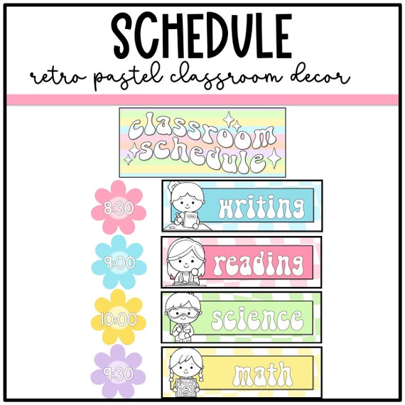 Retro Pastel Classroom Decor Classroom Schedule - Etsy