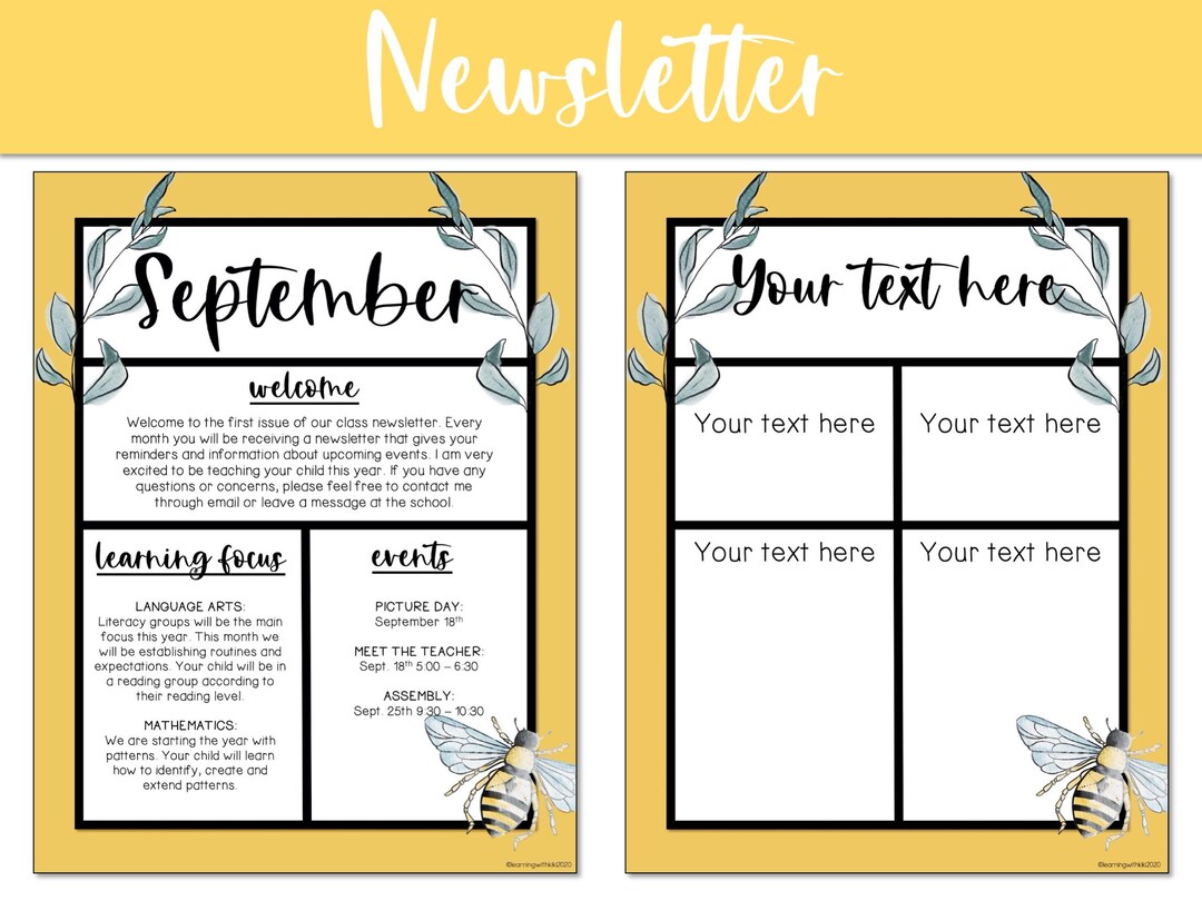 Bee Classroom Decor Classroom Newsletter - Etsy