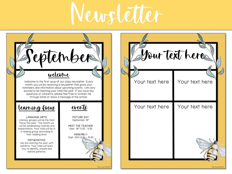 Bee Classroom Decor Classroom Newsletter - Etsy