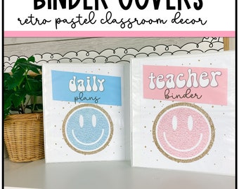 Retro Pastel Binder Covers | Editable | Happy Classroom Decor - Etsy