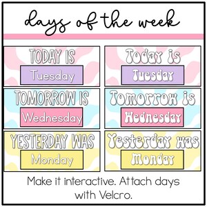 Retro Pastel Calendar | Pocket Chart | Happy Classroom Decor - Etsy