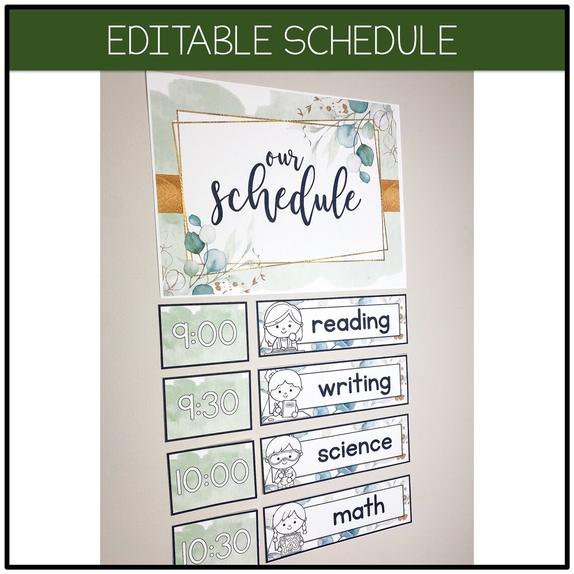 Eucalyptus and Gold Classroom Decor Classroom Schedule - Etsy