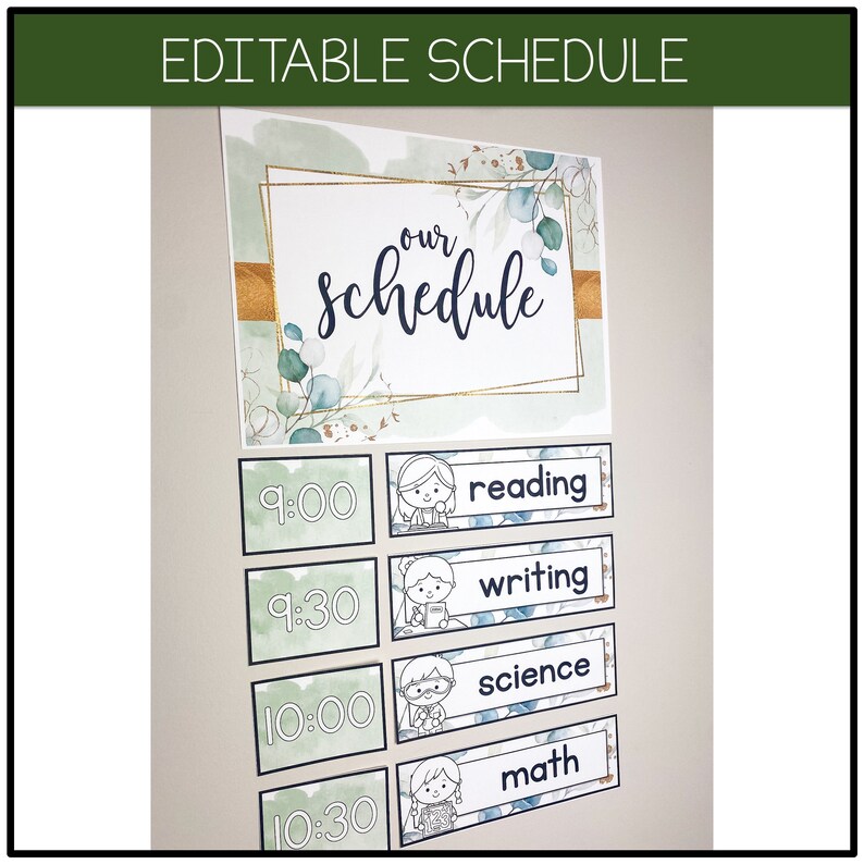 Eucalyptus and Gold Classroom Decor Classroom Schedule - Etsy