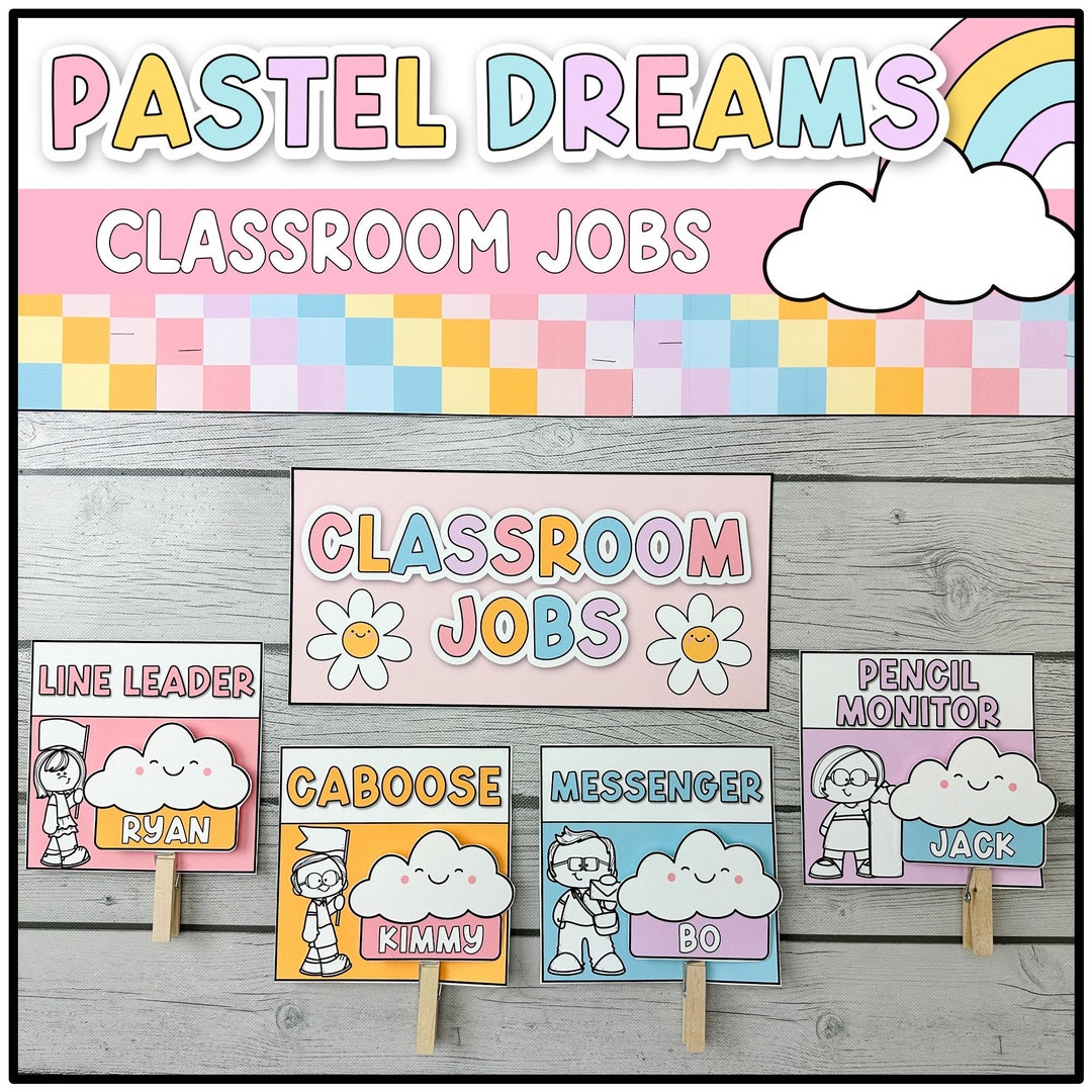 Pastel Classroom Decor | Classroom Jobs for Students | Printable - Etsy