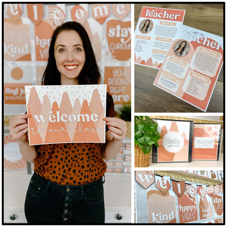 BOHO NEUTRALS Classroom Decor Bundle Editable Boho Rainbow - Etsy