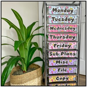 Happy Brights 10 Drawer Rolling Cart Labels, Teacher Cart, Bright ...