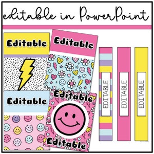 Happy Brights Binder Covers, Editable, Classroom Decor, Teacher Binder ...