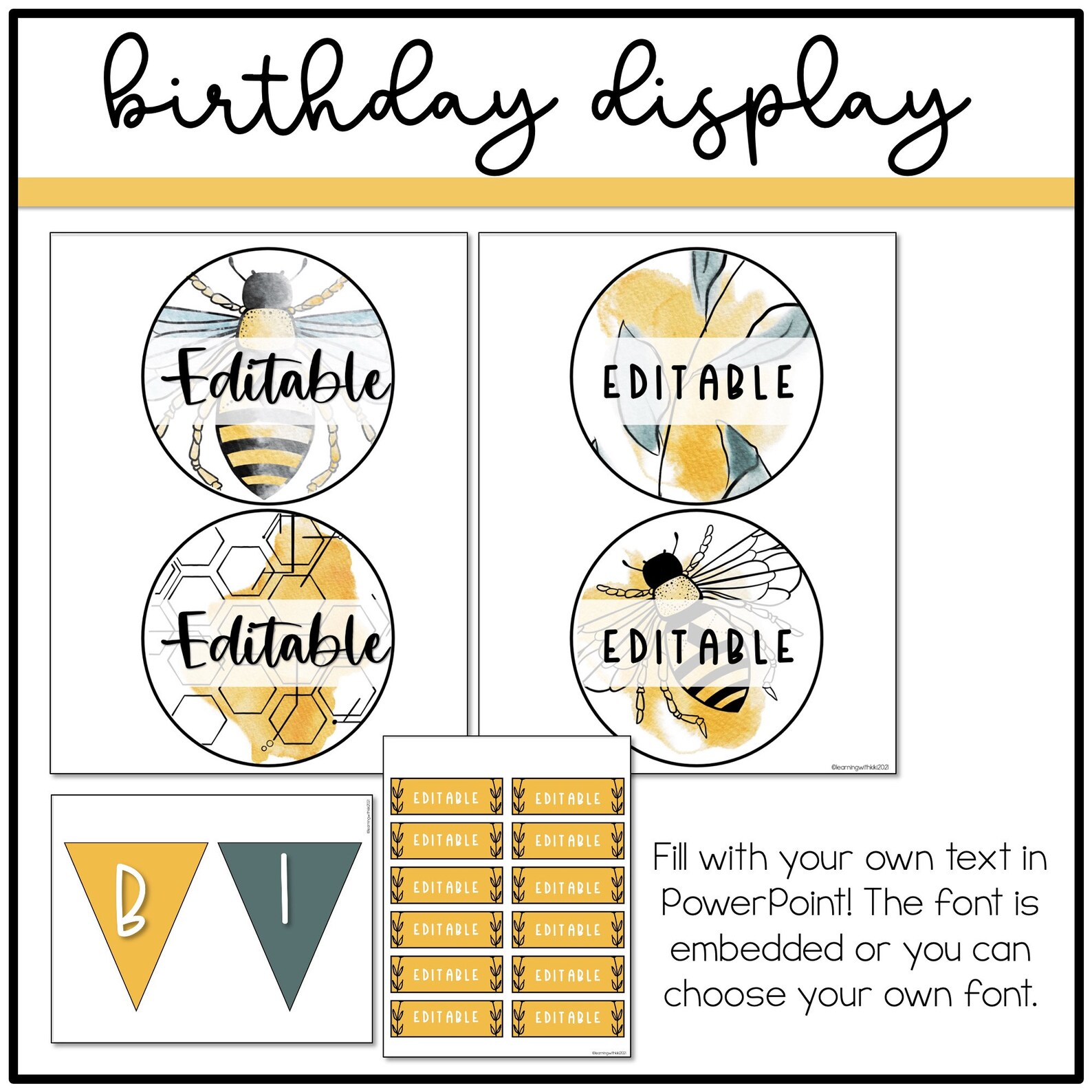 Bee Birthday Display Bulletin Board Bee Eucalyptus Classroom Decor - Etsy