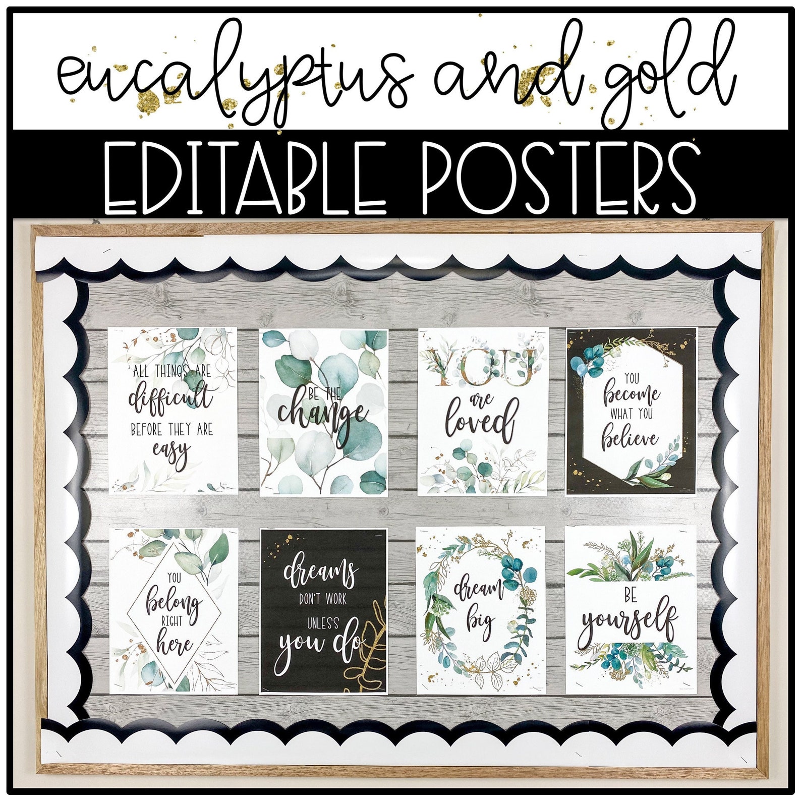 Eucalyptus and Gold Posters Growth Mindset Botanical - Etsy