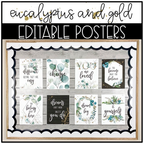 Eucalyptus and Gold Binder Covers Editable Botanical - Etsy