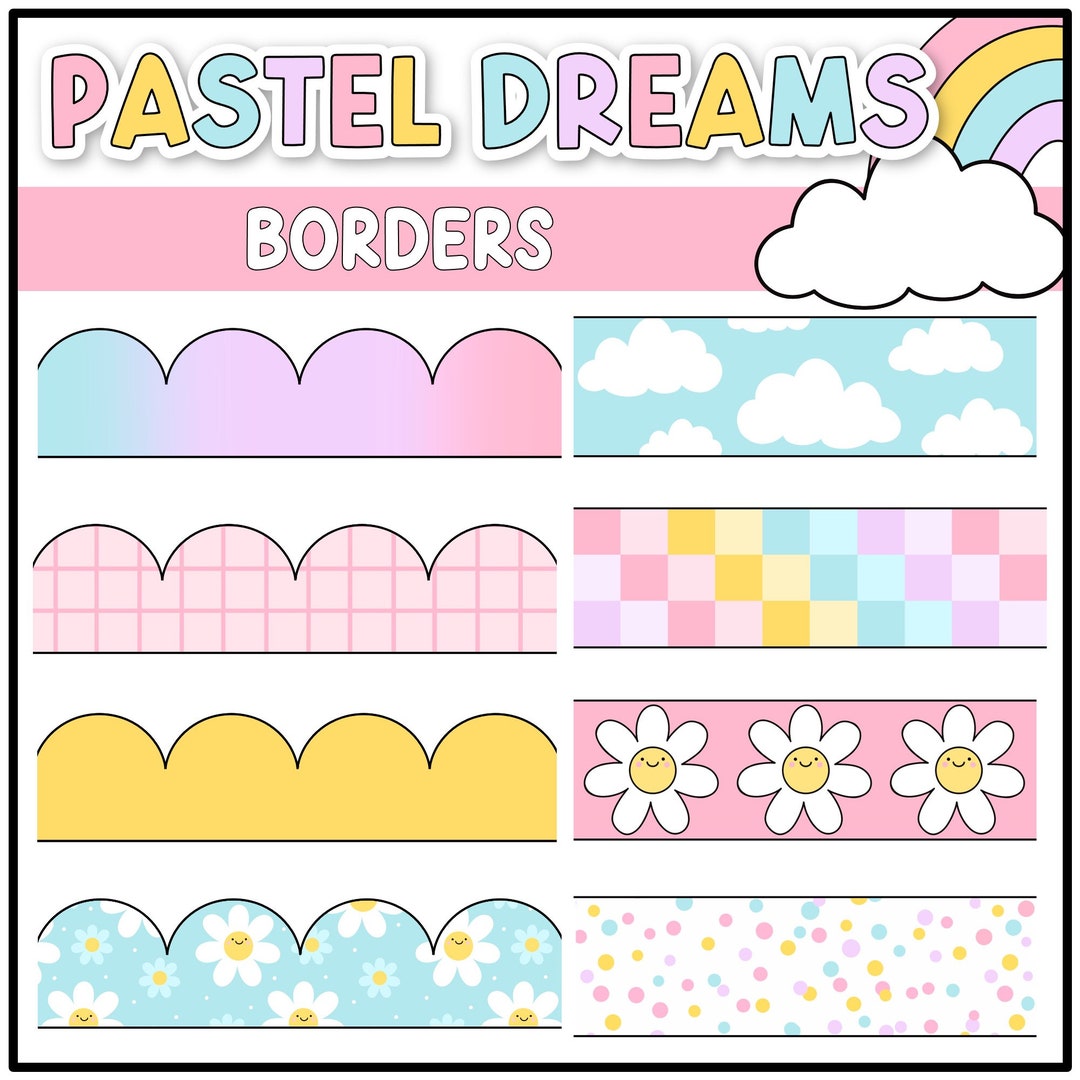 Pastel Bulletin Board Border | Cloud | Daisy | Rainbow | Checker - Etsy