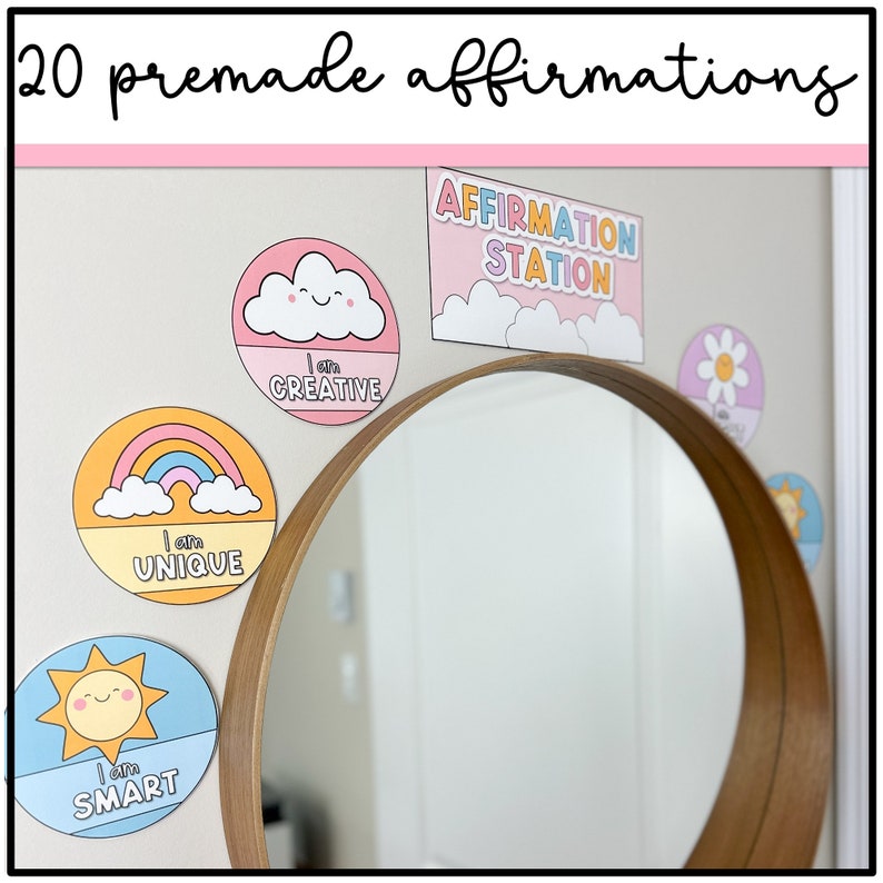 Pastel Affirmation Station | Classroom Decor | Mirror | Cloud - Etsy