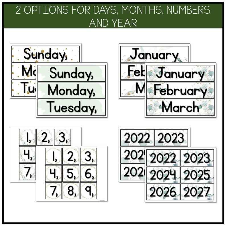 Eucalyptus and Gold Flip Calendar Botanical - Etsy