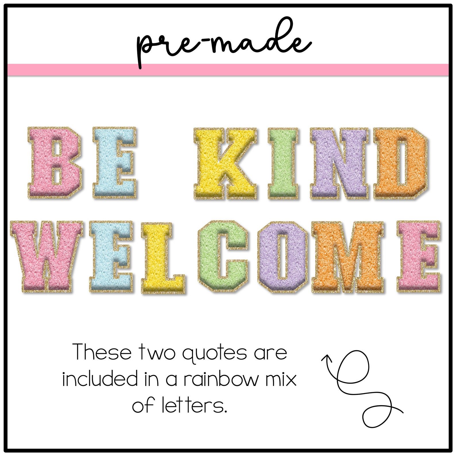 Retro Pastel Bulletin Board Letters Varsity Patch Letters - Etsy