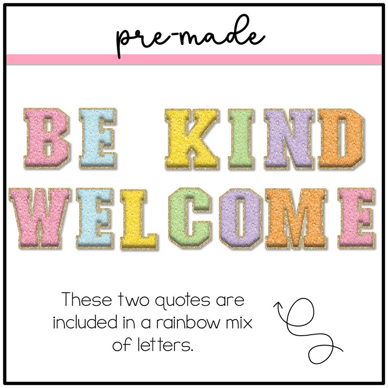 Retro Pastel Bulletin Board Letters Varsity Patch Letters - Etsy