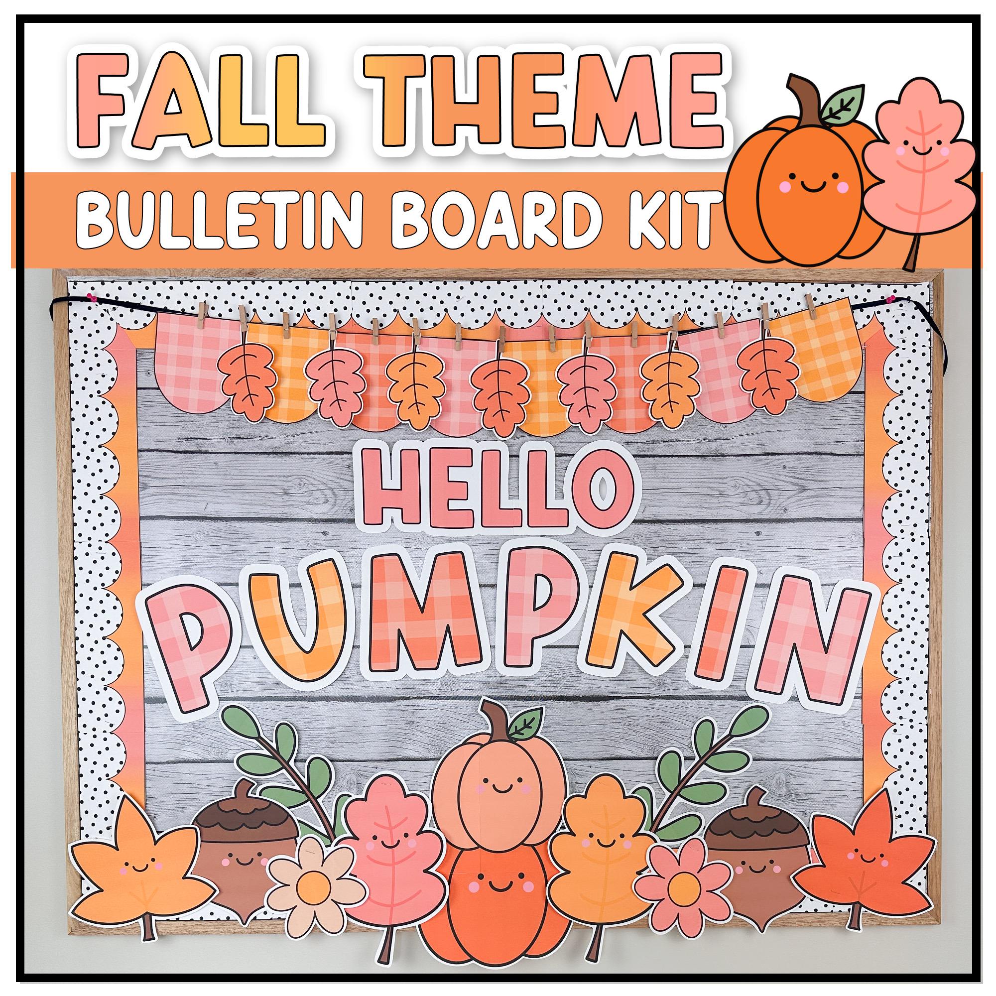 Fall Bulletin Board Kit, Classroom Decor, Pastel Trendy Pumpkins Leaves ...