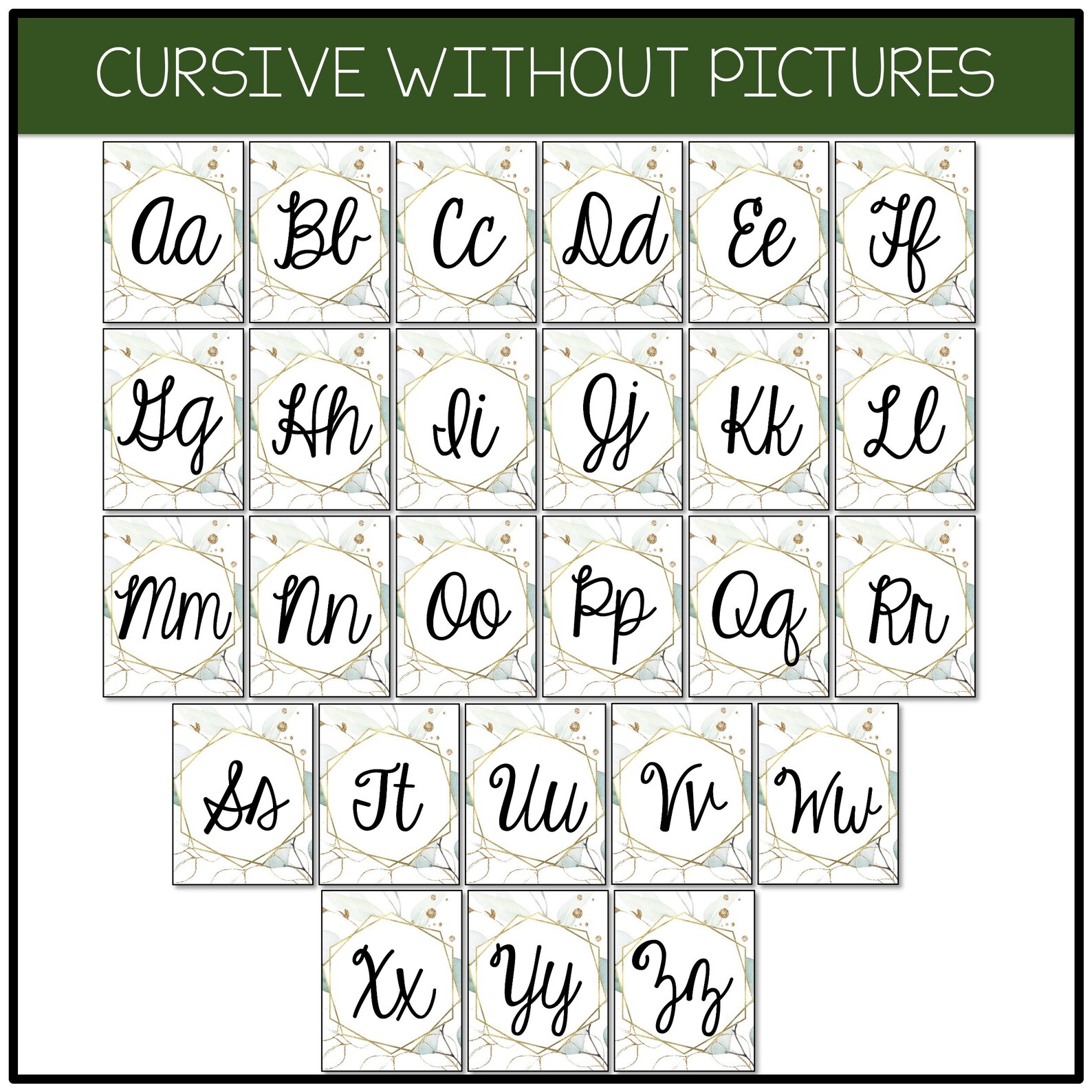 Eucalyptus and Gold Alphabet Posters Botanical Classroom | Etsy