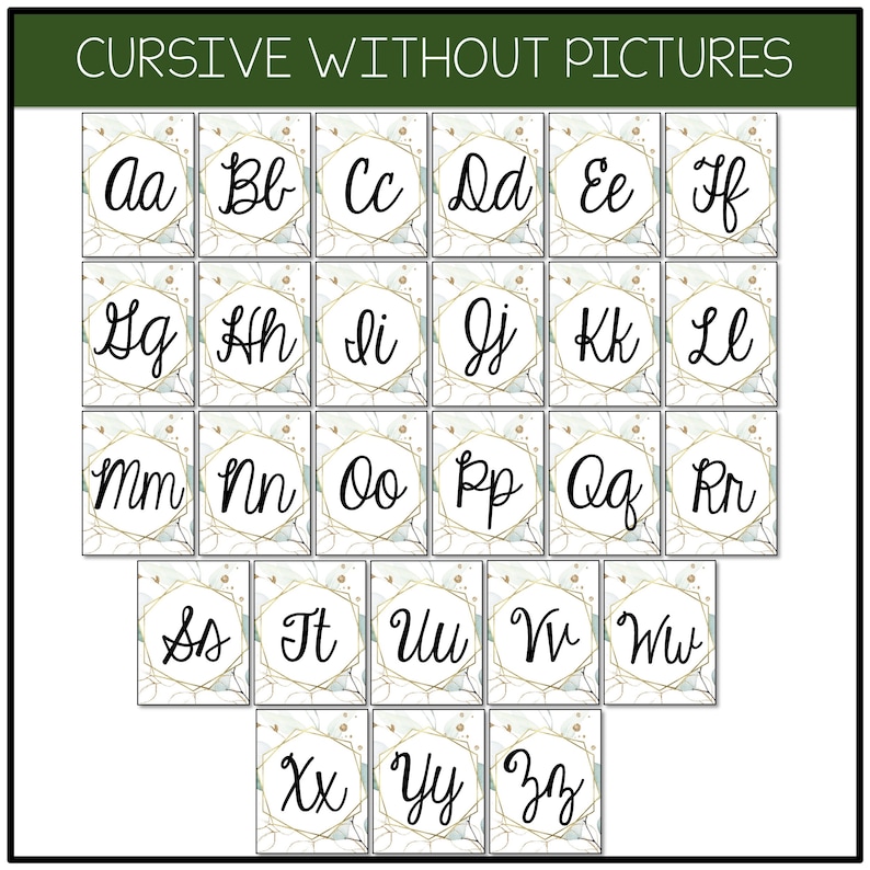 Eucalyptus and Gold Alphabet Posters Botanical Classroom | Etsy