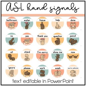 Boho Retro Classroom Hand Signals | Daisy Classroom Decor - Etsy