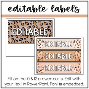 Modern Leopard 10 Drawer Rolling Cart Labels, Teacher Cart, Cheetah ...