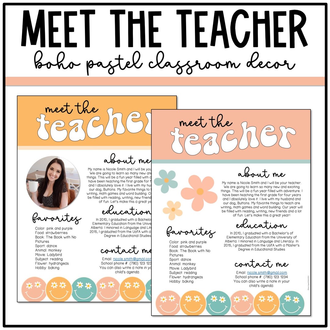Boho Retro Meet the Teacher | Teacher Introduction Letter - Etsy