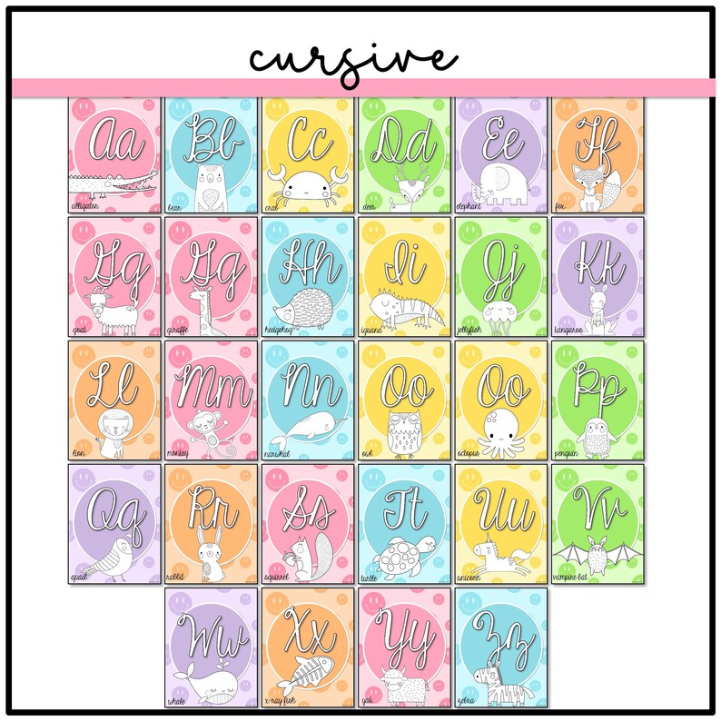 Retro Pastel Alphabet Posters Classroom Decor - Etsy