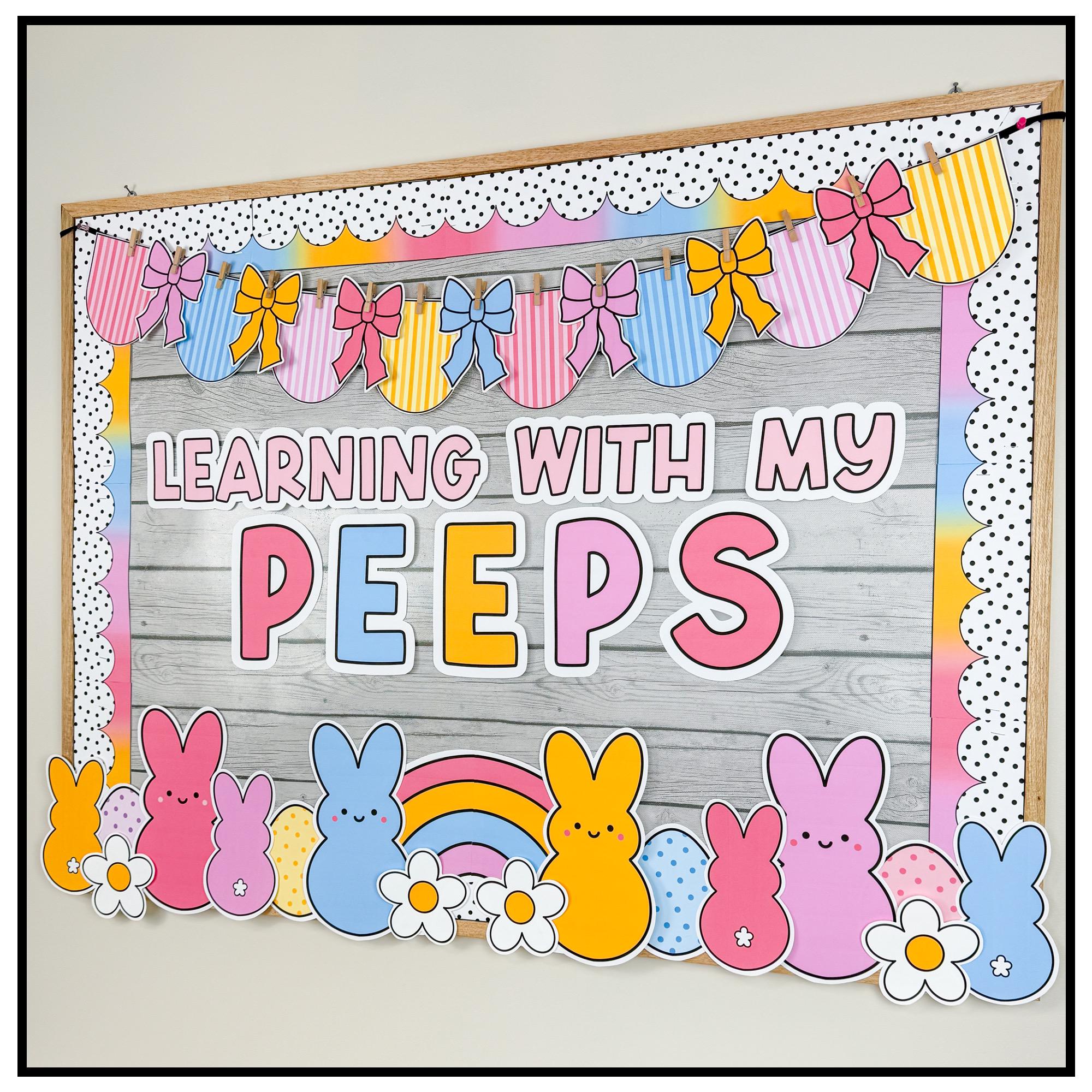 Easter Bulletin Board, Printable March April Classroom Decor, Peeps ...