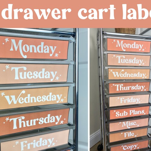 Boho Neutrals 10 Drawer Rolling Cart Labels Teacher Cart - Etsy