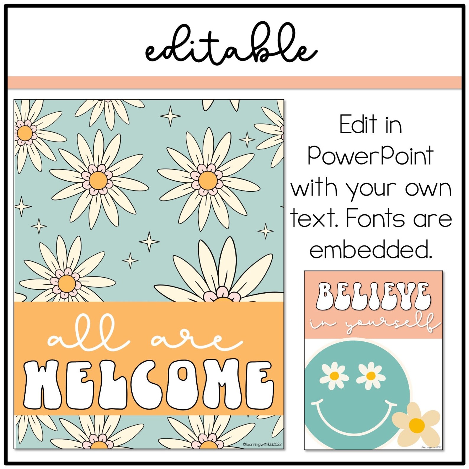 Boho Retro Classroom Posters | Growth Mindset | Daisy - Etsy
