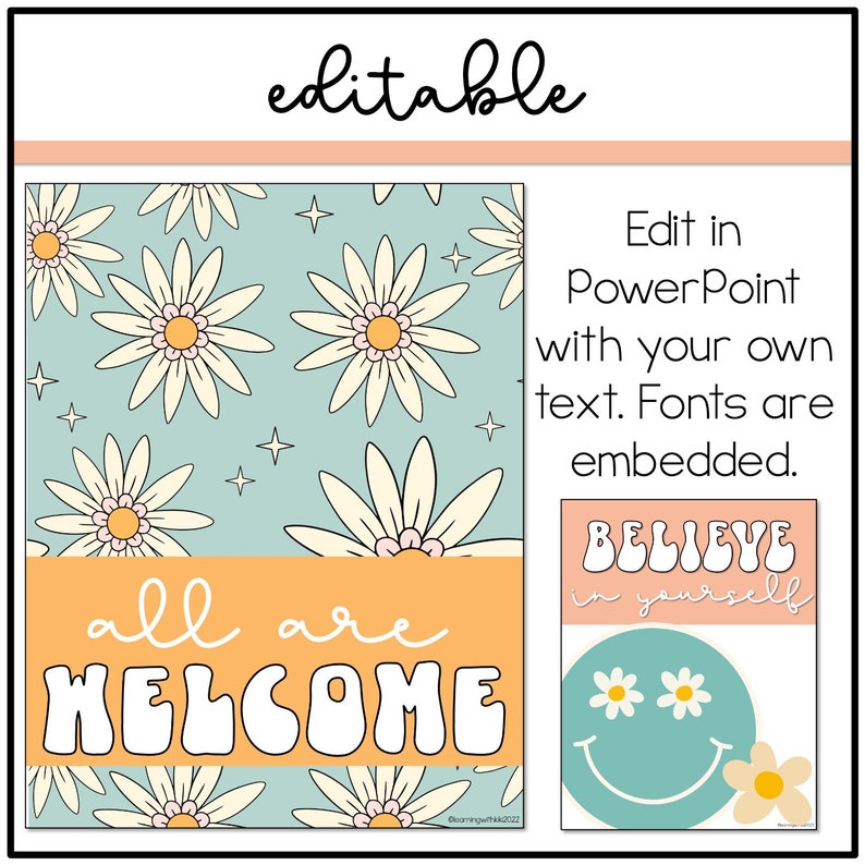 Boho Retro Classroom Posters | Growth Mindset | Daisy - Etsy