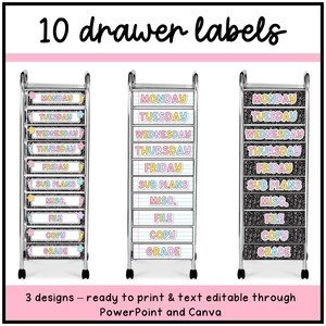 Rolling Cart Labels | 10 12 Drawer Cart Labels | Composition Notebook ...