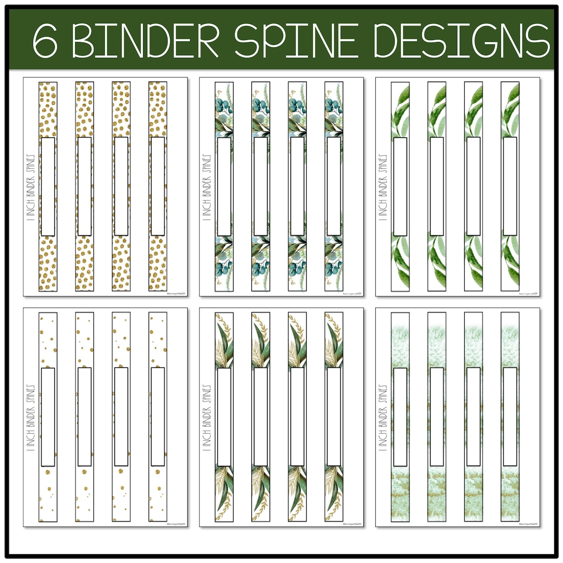 Eucalyptus and Gold Binder Covers | Editable | Botanical Classroom ...
