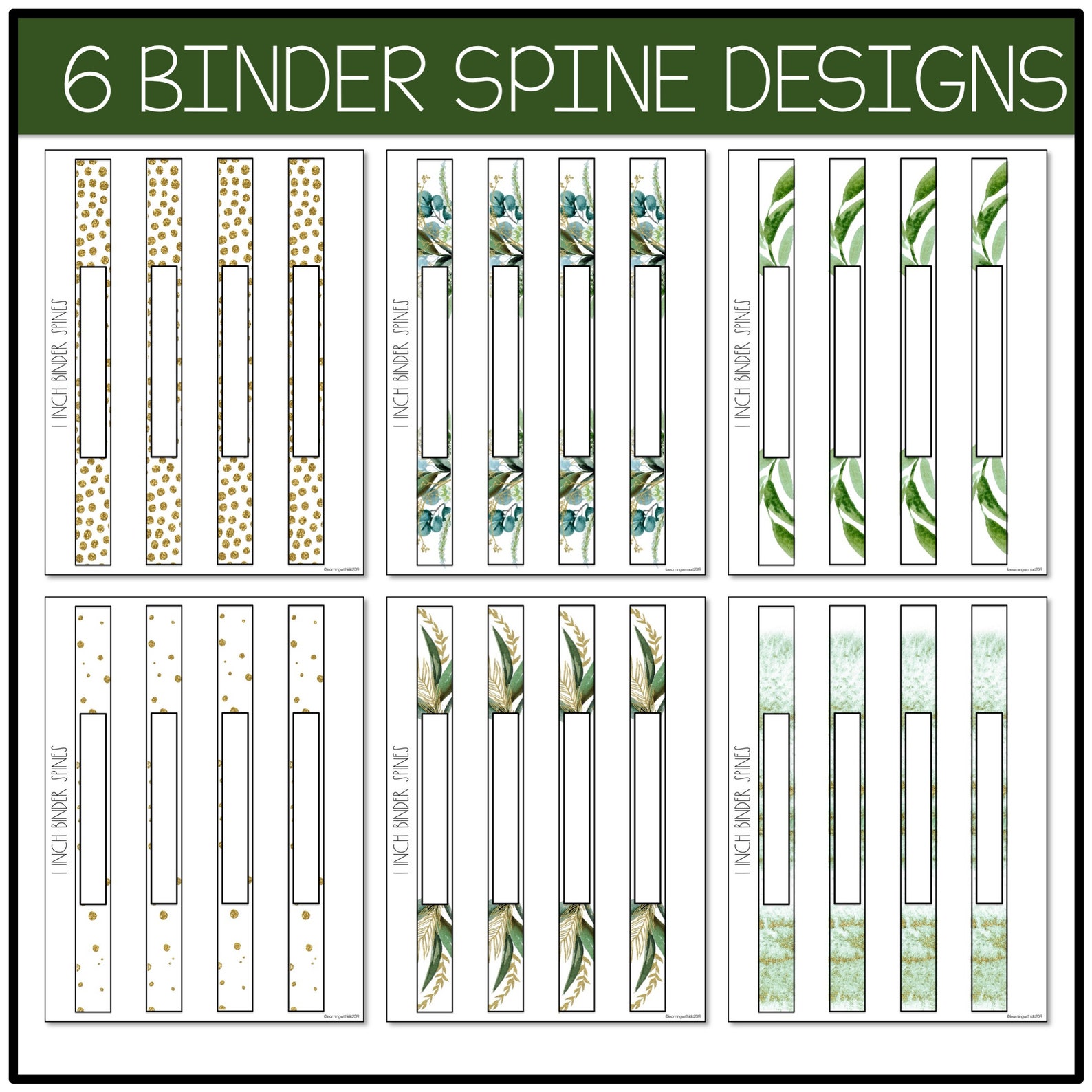 Eucalyptus and Gold Binder Covers Editable Botanical - Etsy