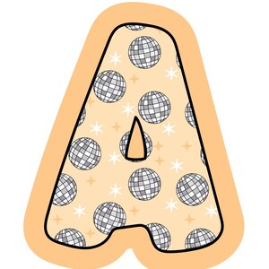 Disco Floral Bulletin Board Letters | A - Z, Letters and Numbers, Retro ...