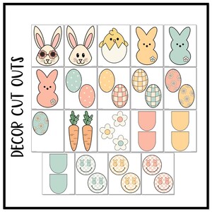 Easter Bulletin Board, Printable Easter Classroom Decor, Retro Groovy ...