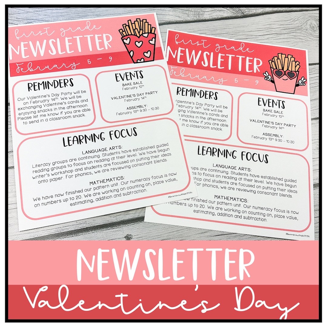 Valentine's Day Classroom Newsletter Template - Etsy