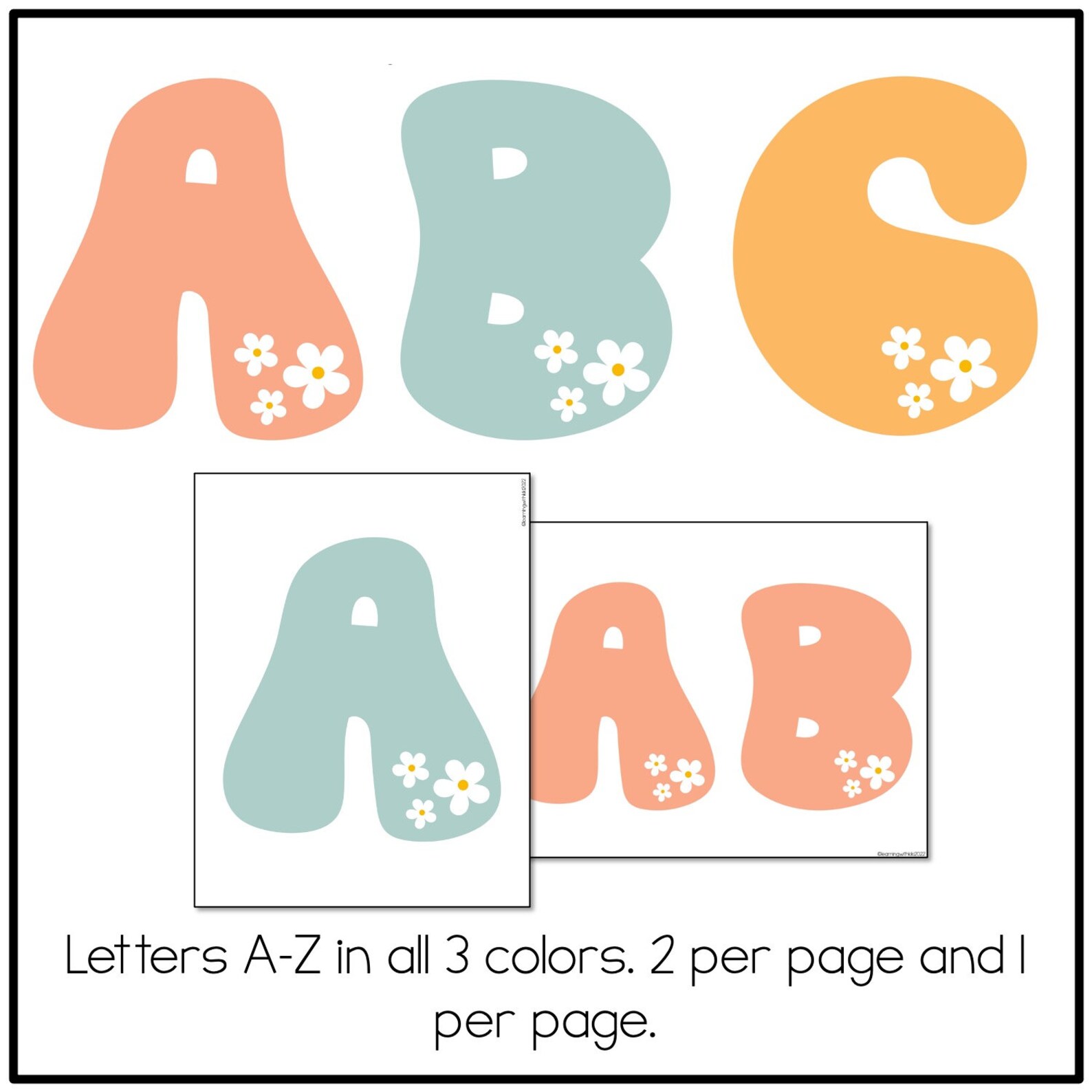 Boho Retro Bulletin Board Letters Daisy Letters - Etsy