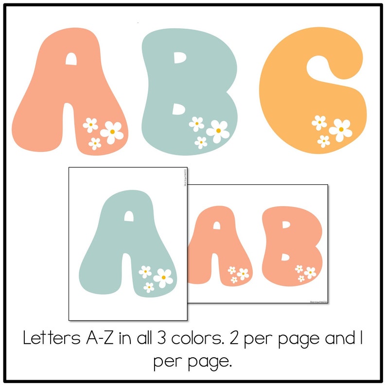 Boho Retro Bulletin Board Letters Daisy Letters - Etsy