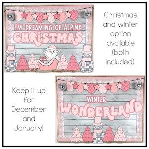 Christmas Bulletin Board Kit, Classroom Decor, Pink Christmas, Disco ...
