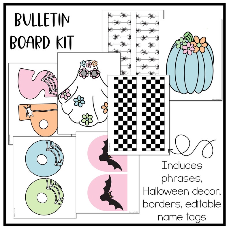 Halloween Bulletin Board Kit | Classroom Decor | Retro - Etsy