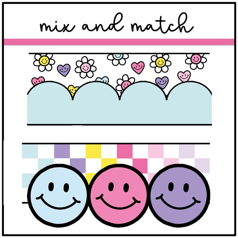 Happy Brights Bulletin Board Borders, Smile Face Daisy, Bright ...