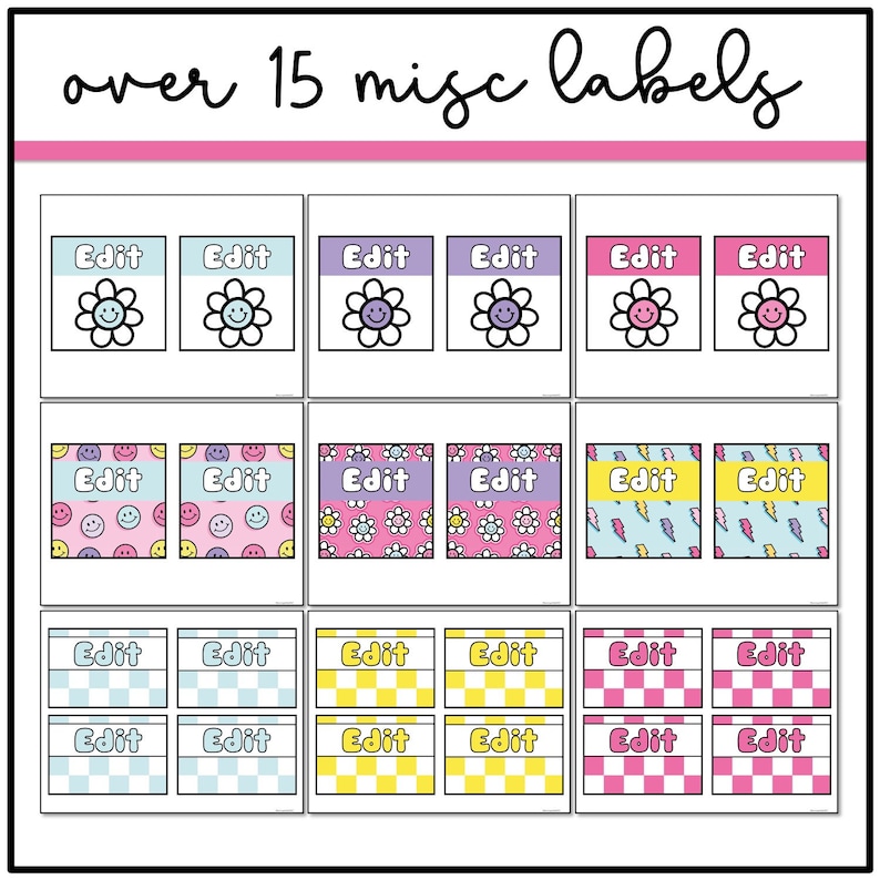 Happy Brights Name Tags, Classroom Labels, Editable, Bright Classroom ...
