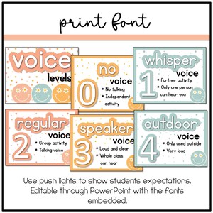 Voice Level Posters, Boho Retro Classroom Decor, Classroom Management ...